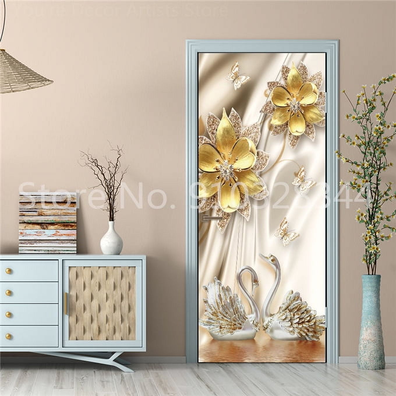 3D Self-adhesive Door Sticker Wooden Door Refurbish Poster Landscape ...