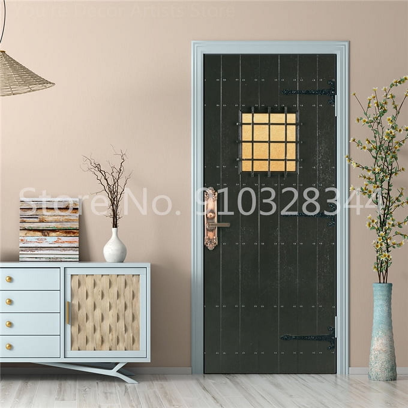 3D Self-adhesive Door Sticker Wooden Door Refurbish Poster Landscape ...