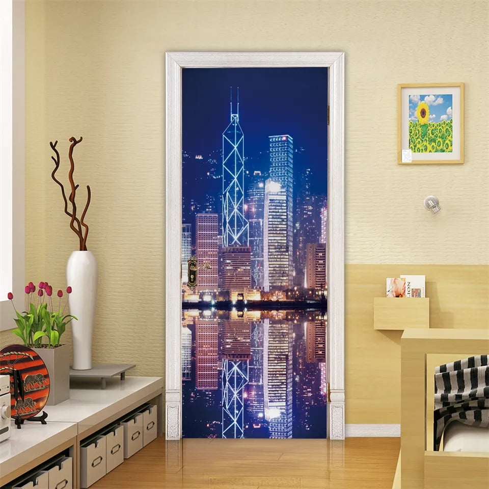 3D Self-adhesive Famous Landscape Door Sticker Corridor Living Room ...