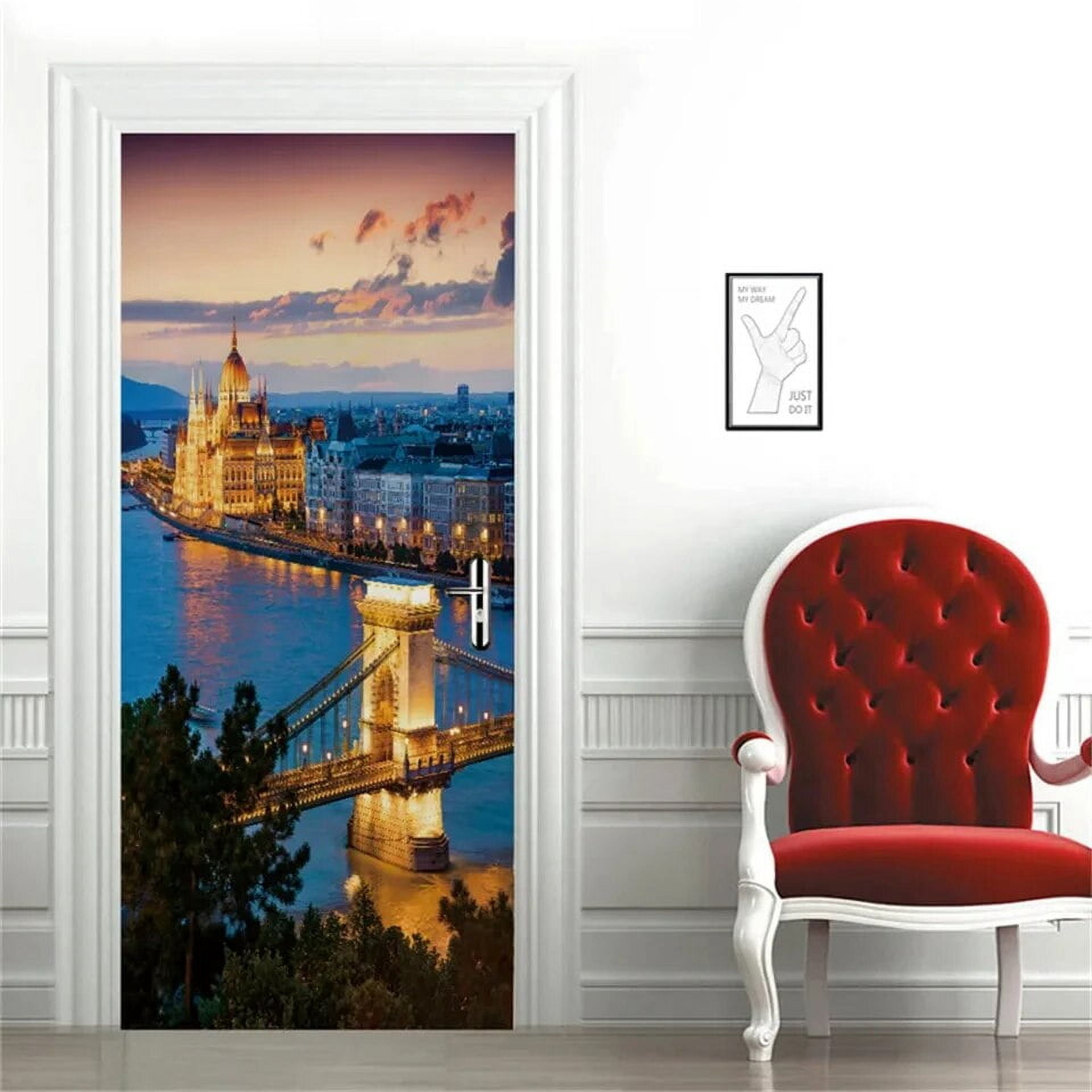 3D Self-adhesive New York Brooklyn Bridge Door Sticker Corridor Living ...