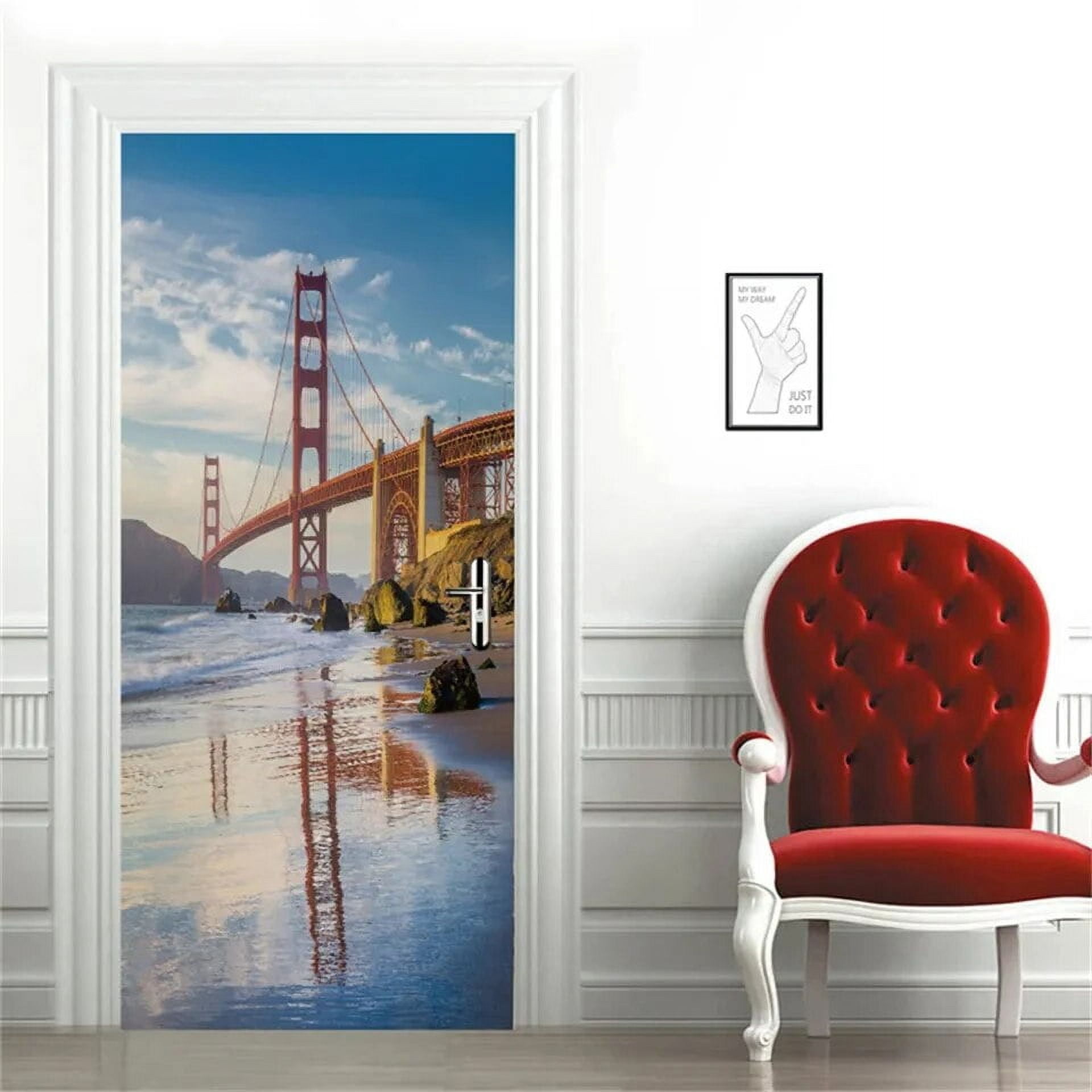 3D Self-adhesive New York Brooklyn Bridge Door Sticker Corridor Living ...