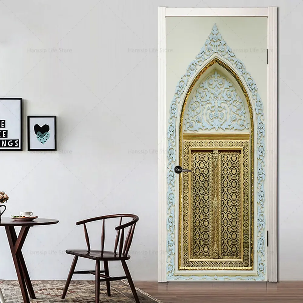 3D Self-adhesive Waterproof Door Stickers Islamic Style Retro Arch ...