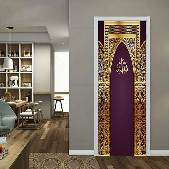 3D Self-adhesive Waterproof Door Stickers Islamic Style Retro Arch ...