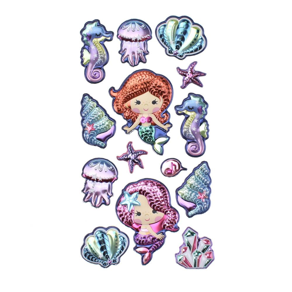 3D Sequin Mermaid Puffy Stickers, 14-Piece - Walmart.com