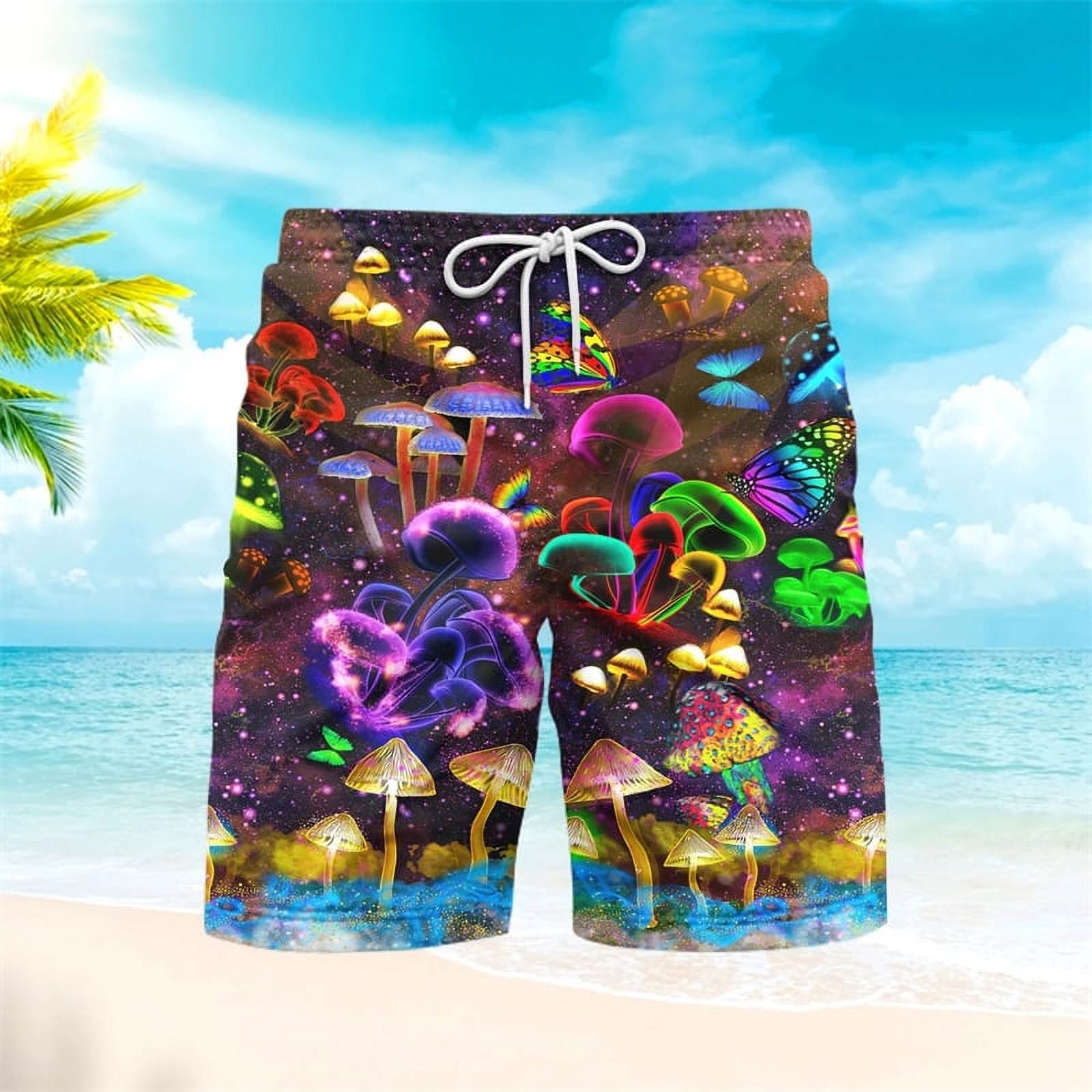 3D Sewant Mushrooms Summer Shorts Pants Sports Beach Pants Sea Floor ...
