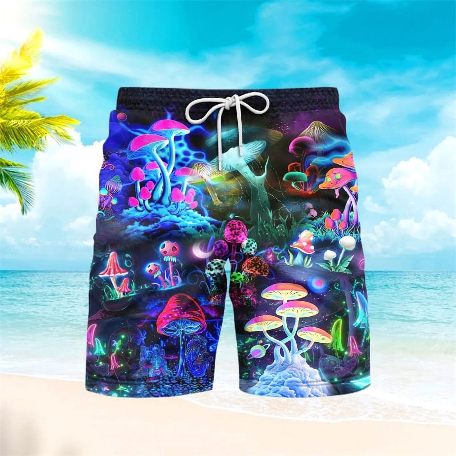 3D Sewant Mushrooms Summer Shorts Pants Sports Beach Pants Sea Floor ...