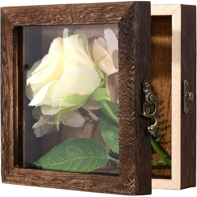 3D Shadow Box 3D Picture Frame Wood Display Case with Clear Acrylic Top ...
