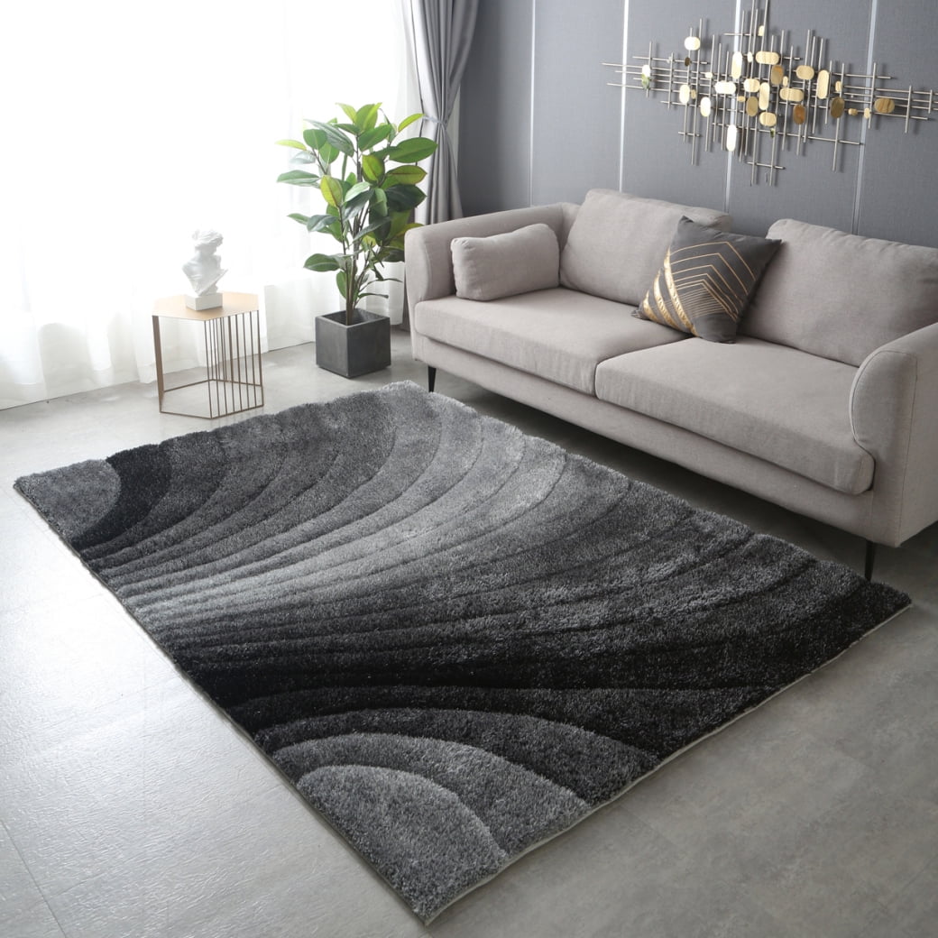 3D Shaggy Area Rug, Modern Indoor Thicken Hand Tufted Carpet, Square ...