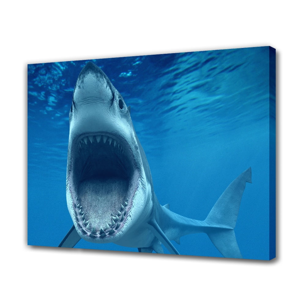 3D Shark Ocean Animal Picture Prints Canvas Poster Bedroom Decor Sports ...