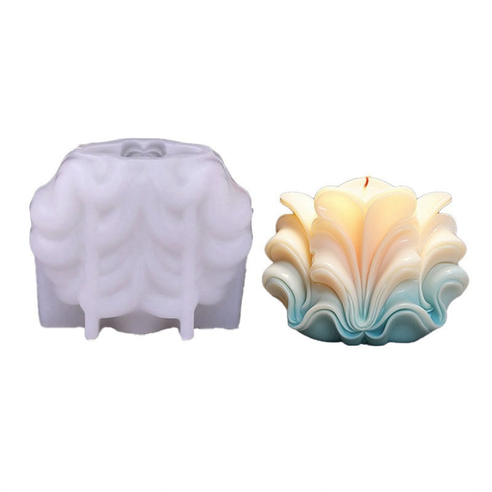 3D Shell Shaped Candle Silicone Mold Wave Striped Shell Cake Chocolate ...