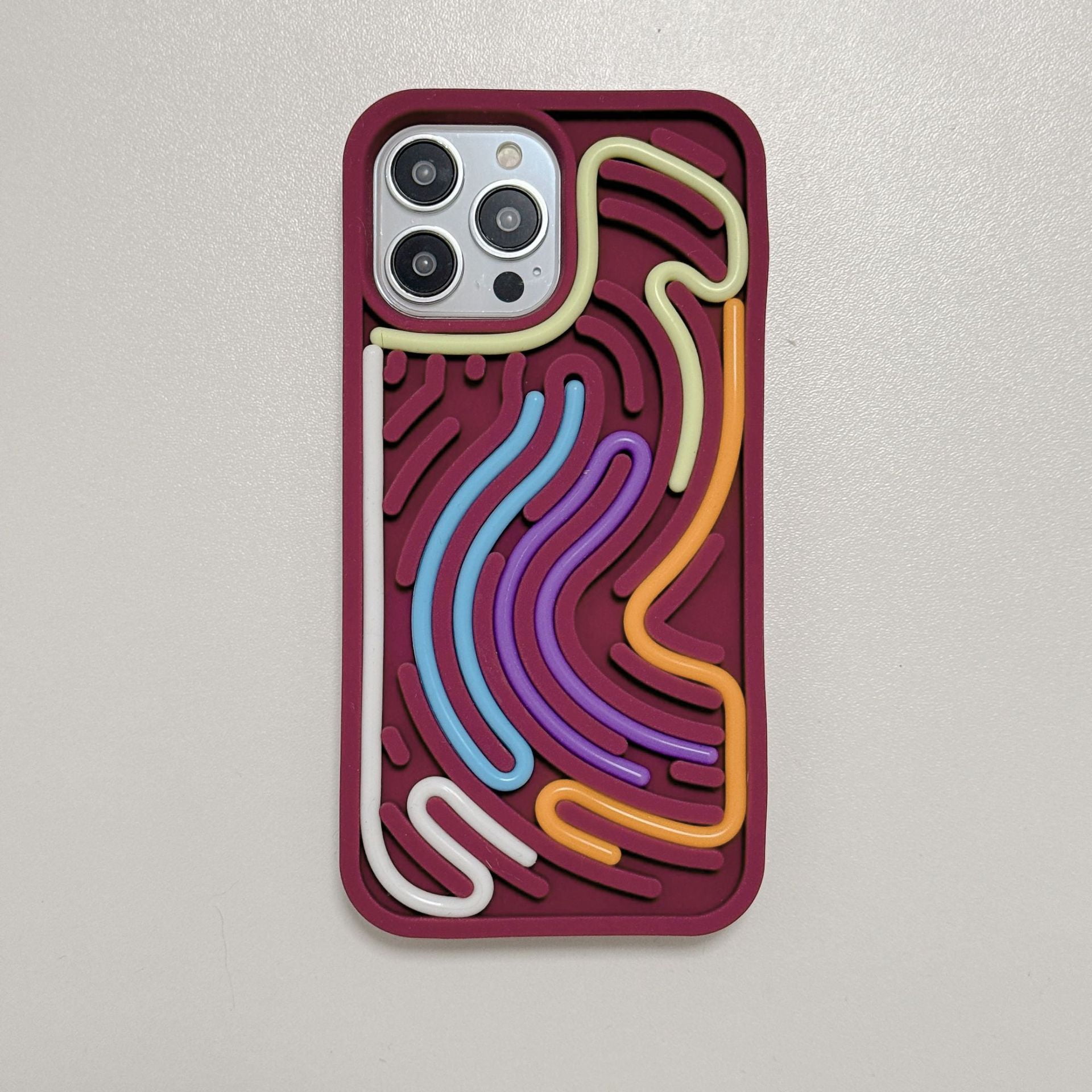 3D Silicone Colorful Line Puzzle Sensory Stress Relief Phone Case ...