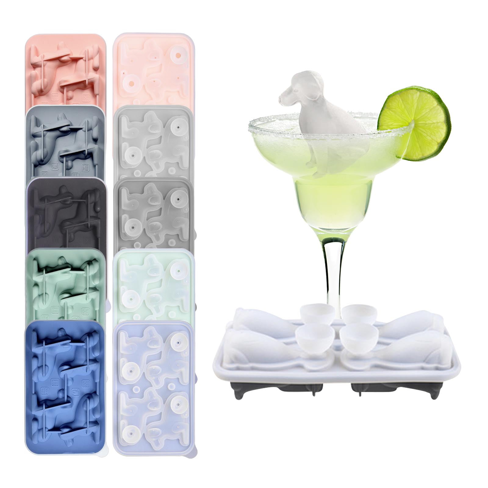 3D Silicone Dog Ice Cube Tray With Funnel, Whiskey & Cocktail Animal ...