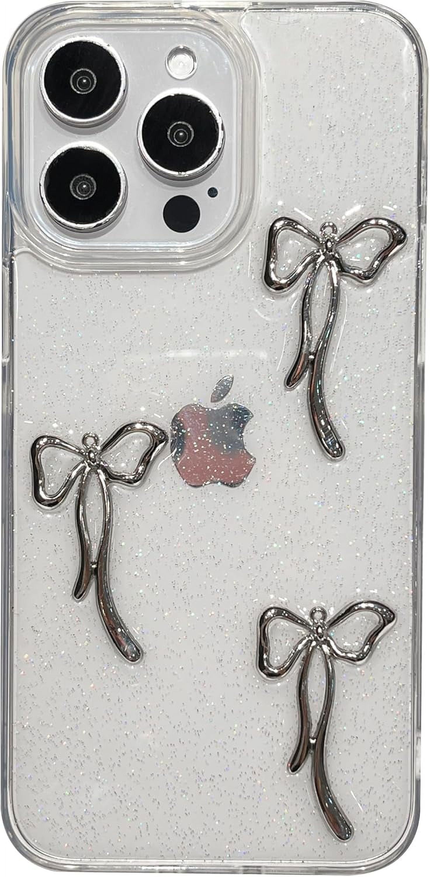 3D Silver Bows Clear Soft Phone Case Compatible with iPhone Case ...