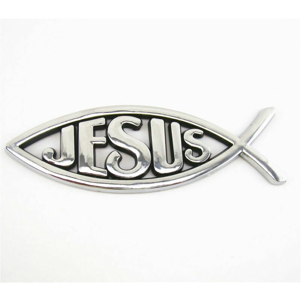 3D Silver Jesus Fish Emblems Chrome Silver Universal For Car & Trucks ...