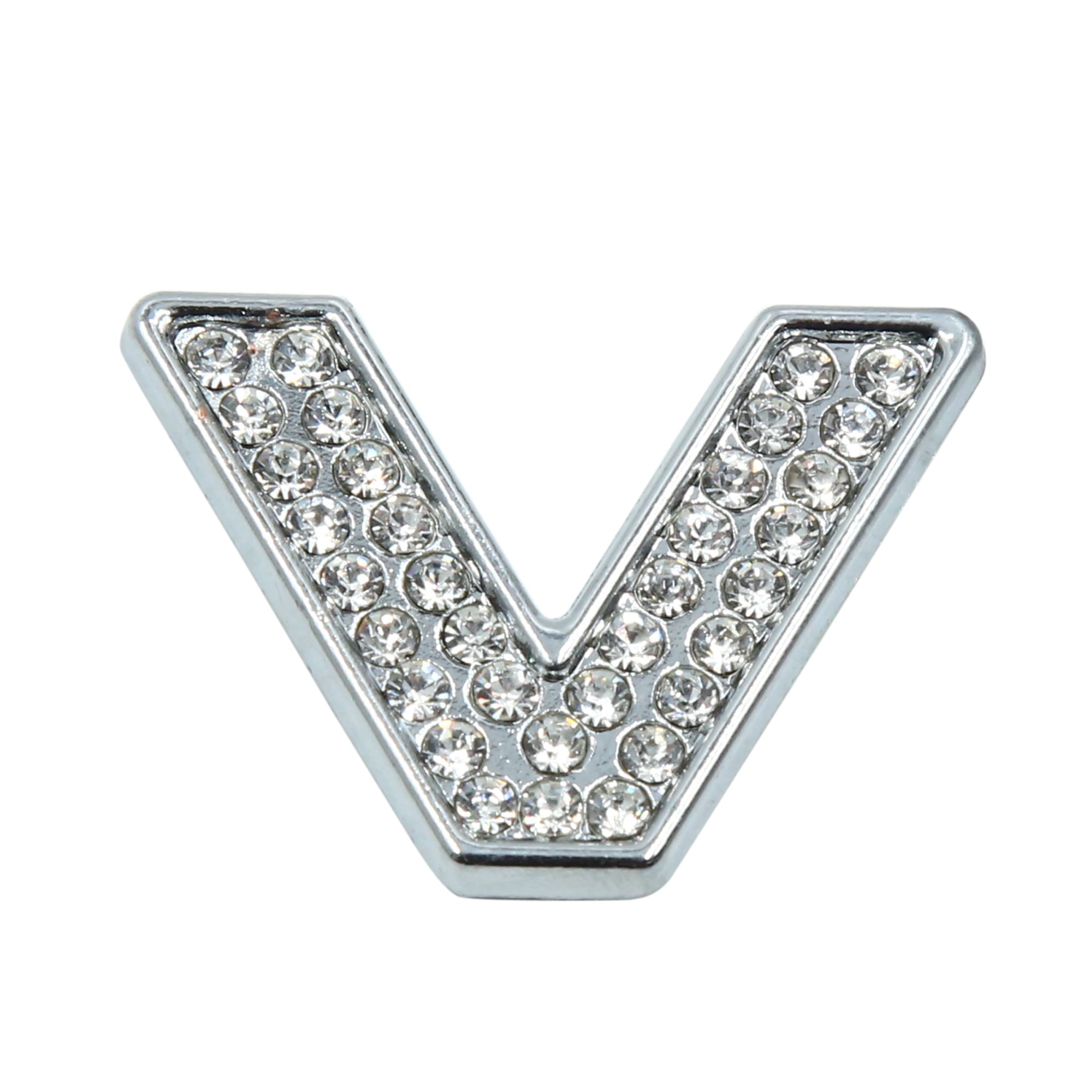 3D Silver Tone Chrome Metal Letter V Shaped Car Sticker Decal ...