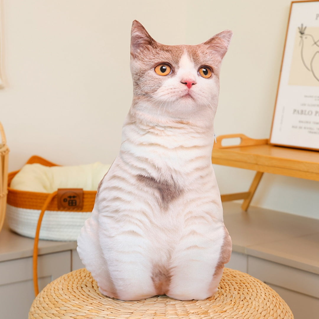 3D Simulation Cat Plush Stuffed Animal Pillow - Soft Cat Plush Pillow ...