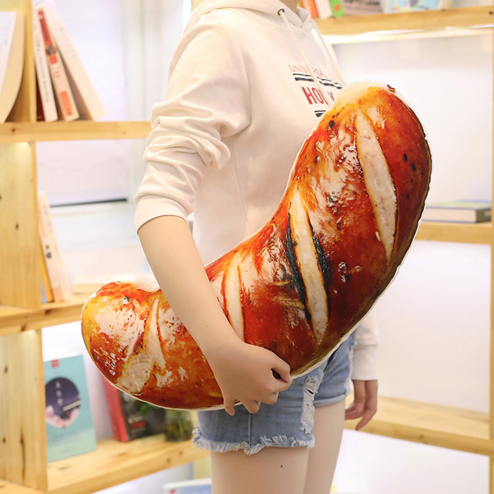 3D Simulation Sausage Shape Soft Lumbar Back Cushion, 7.87-Inch Plush ...