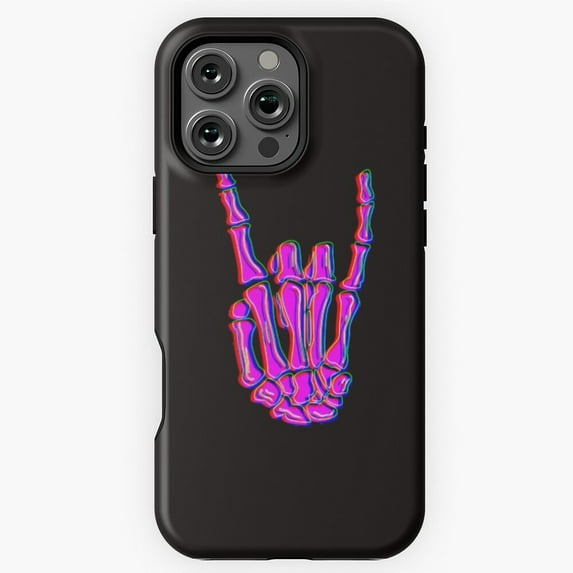 3D Skeleton Hand Pink Hand Horn Phone Case for iPhone 16 15 14 13 12 11 ...