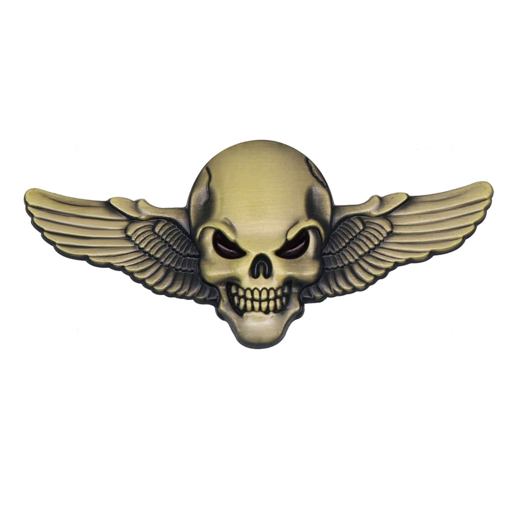3D Skeleton Wing Emblems Metal Badge Car Badge Sticker Car Grill Body ...