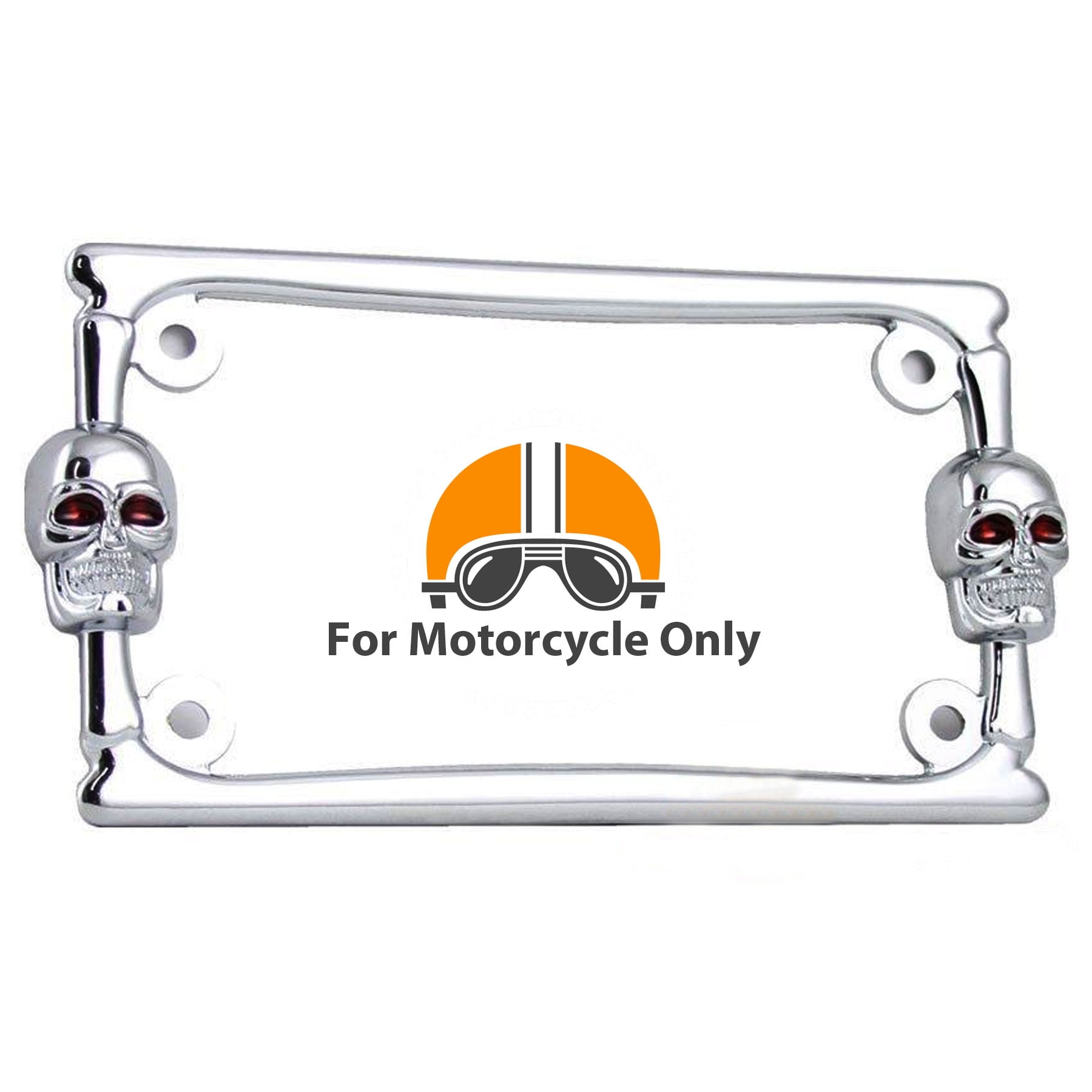 3D Skull Bone Chrome Metal Motorcycle License Plate Frame - Walmart.com