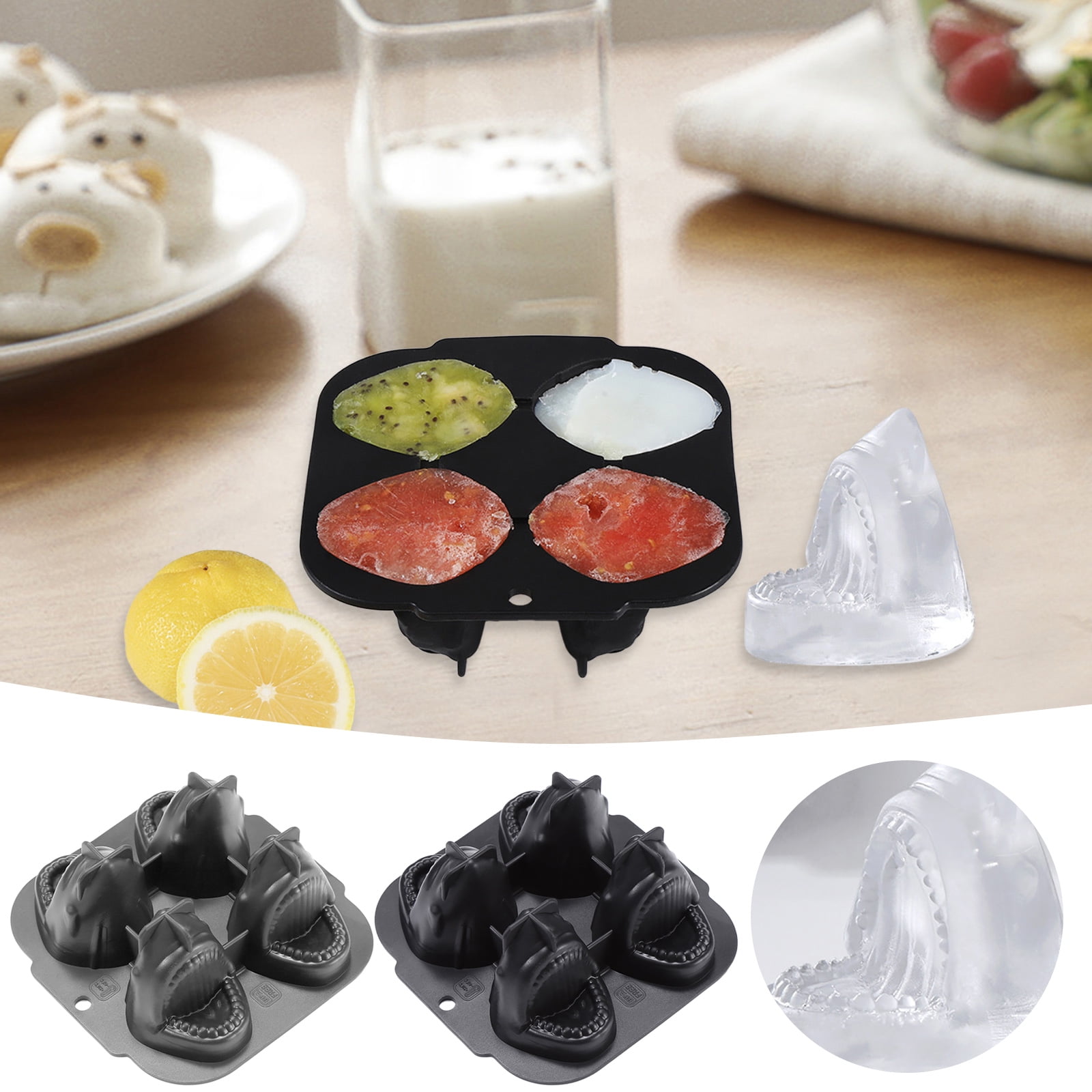3D Skull Ice Cube Mold, Shark Ice Cube Tray, Shark Shape Silicone Ice ...
