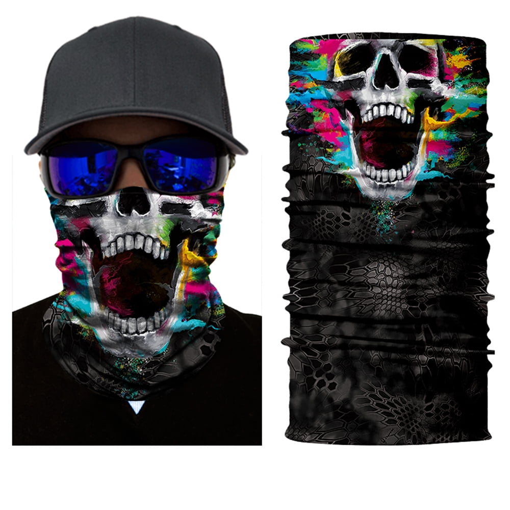 3D Skull Skeleton Balaclava Seamless Motorcycle Neck Face Shield Mask ...