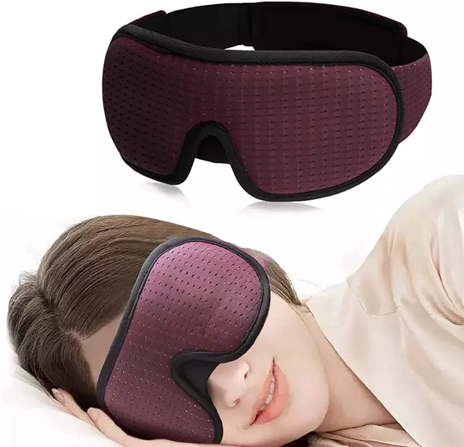 3D Sleeping Mask Contoured Sleep Mask Lightweight , Adjustable 3D ...