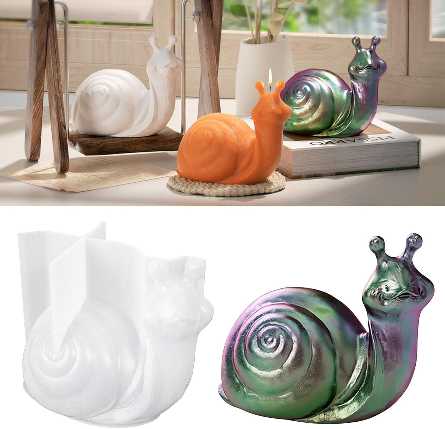 3D Snail Resin Silicone Mold Cute Snail Candle Molds Large Snail Epoxy ...