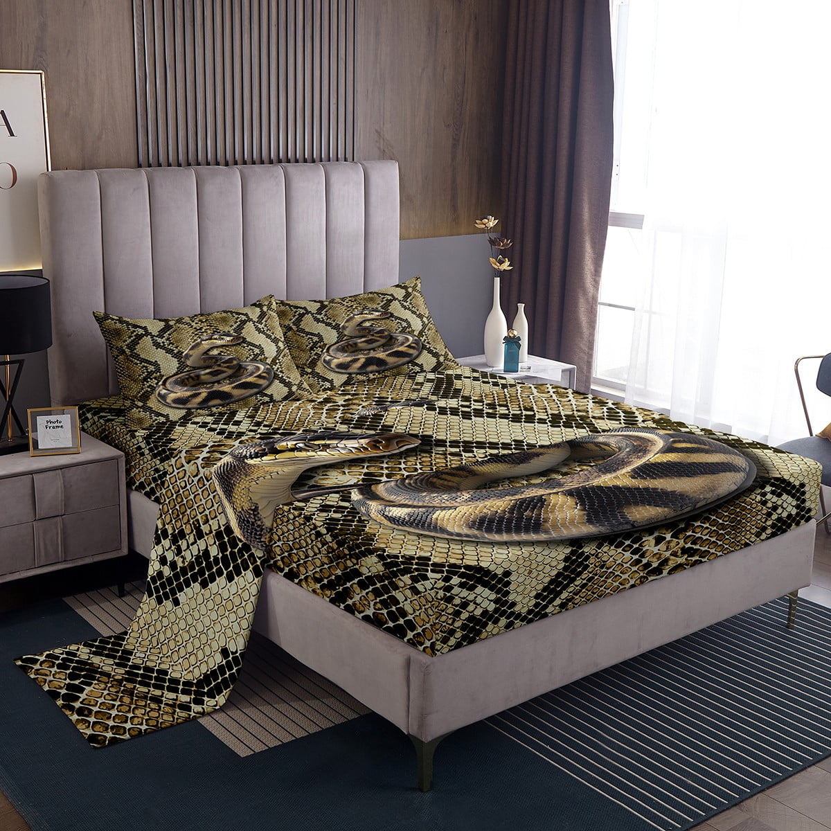 3D Snake Bed Sheets Set King,Reptile Animal Sheet Set,Wild Snake Skin ...
