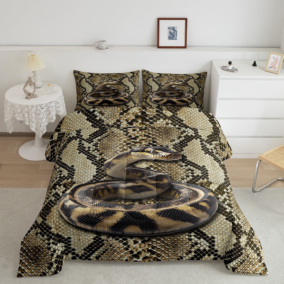 3D Snake Comforter Set King,Reptile Animal Bedding Set,Snake Print ...