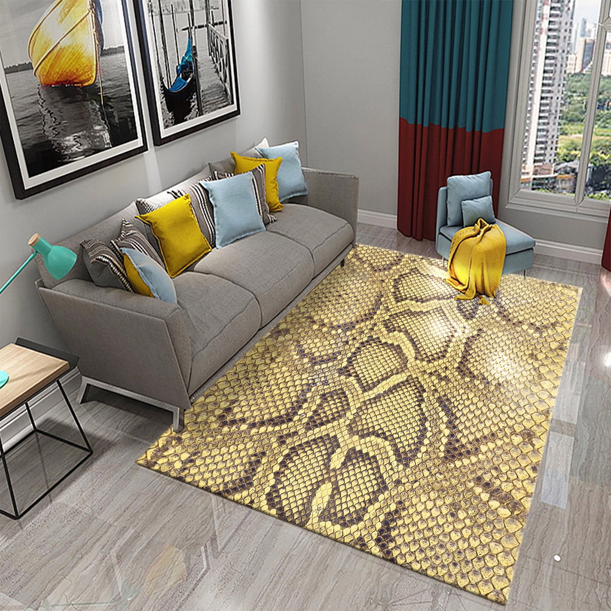3D Snakeskin Carpet Home rative Rugs Non-Slip Bathroom Entrance Door ...