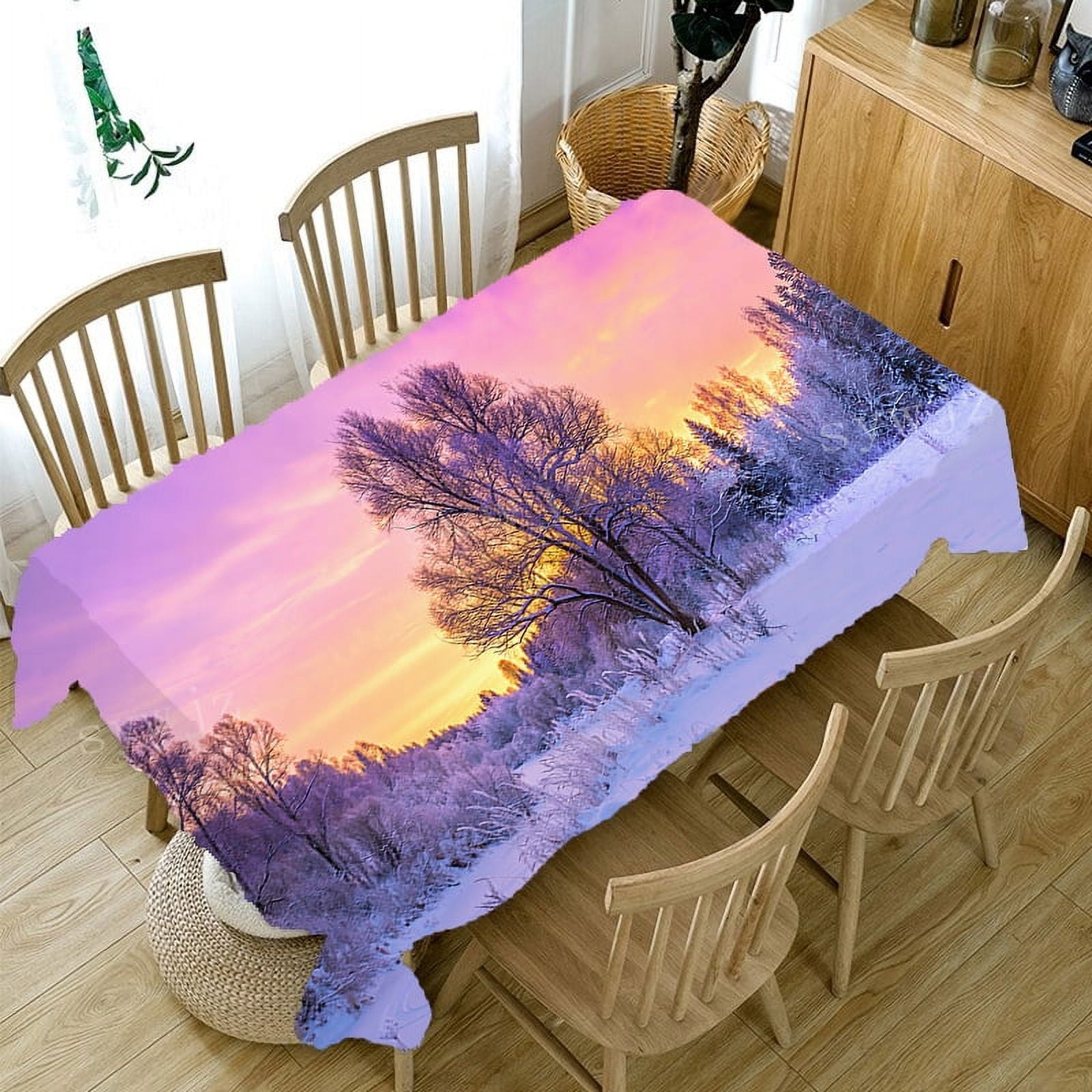 3D Snow Tree Tablecloth Kitchen Rectangular Dining Table Tablecloth ...