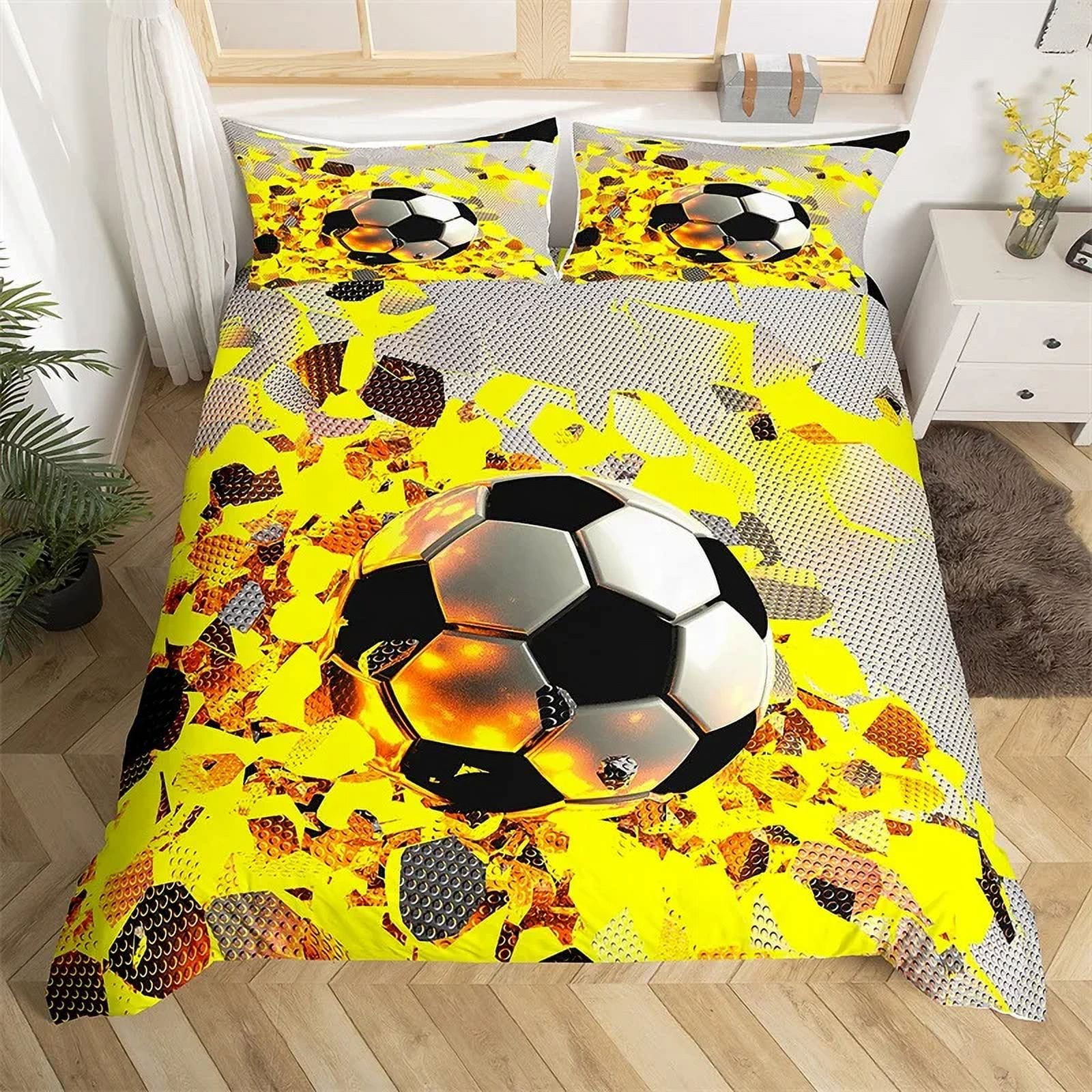 3D Soccer Duvet Cover Set Boys Football Bedding Set Ball Sport Theme ...