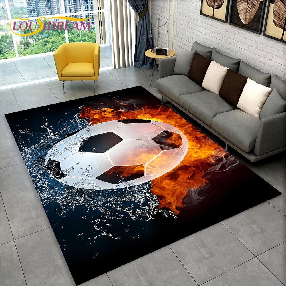 3D Soccer Football Field Cartoon Area Rug Carpet Rug for Living Room ...