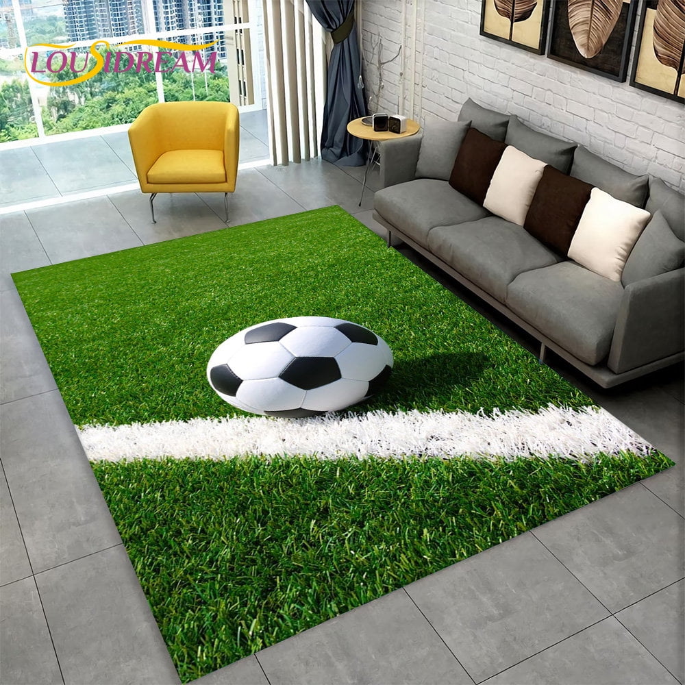 3D Soccer Football Field Cartoon Area Rug Carpet Rug for Living Room ...