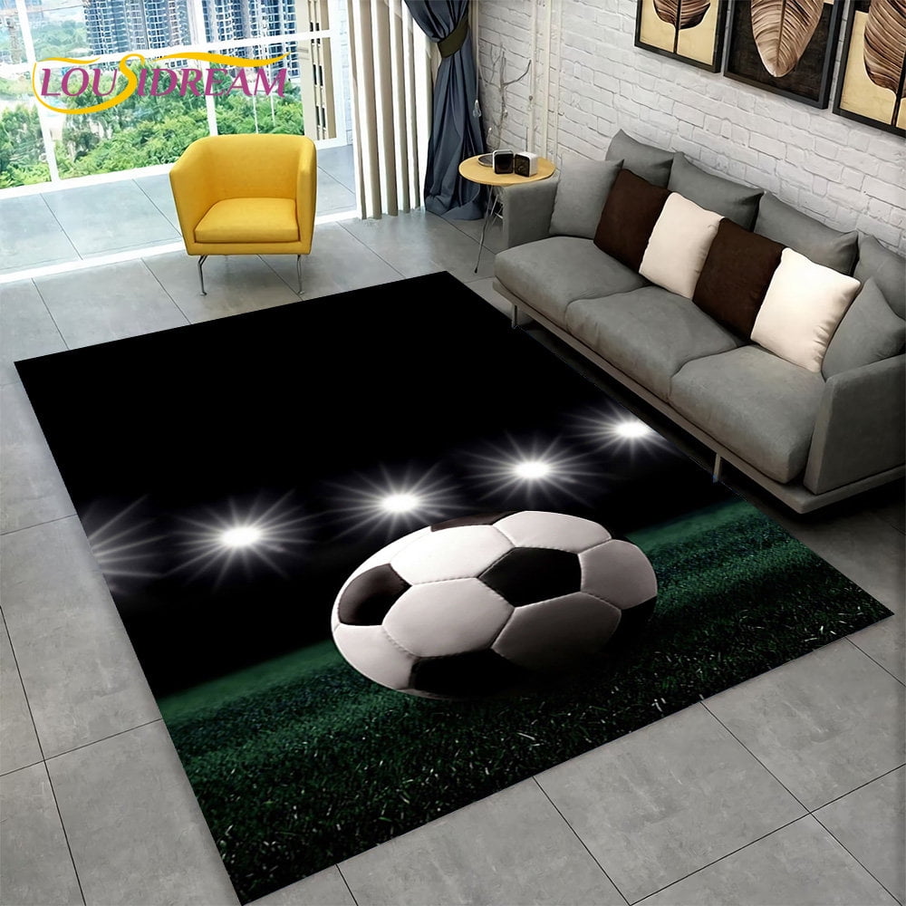 3D Soccer Football Field Cartoon Area Rug Carpet Rug for Living Room ...
