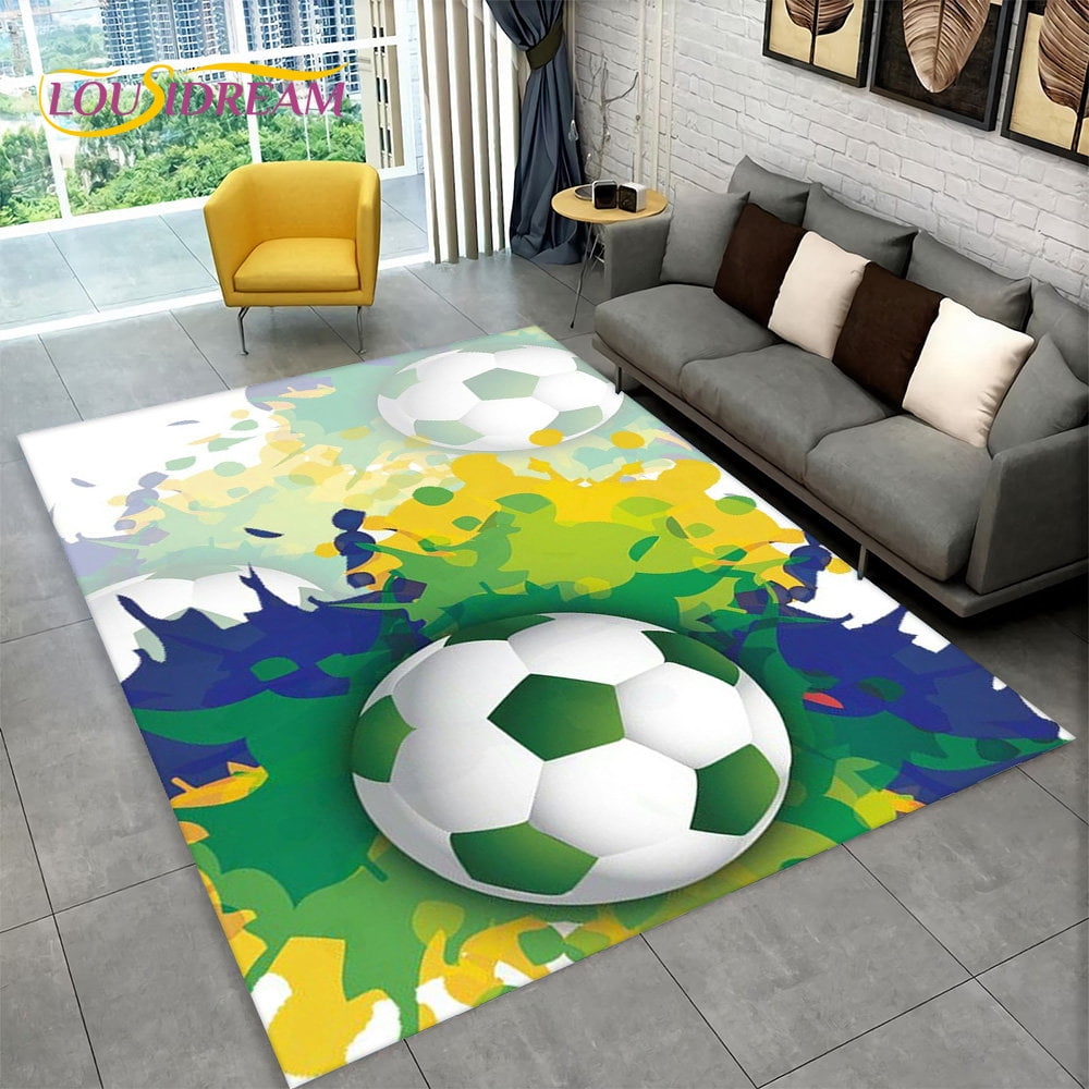 3D Soccer Football Field Cartoon Area Rug Carpet Rug for Living Room ...