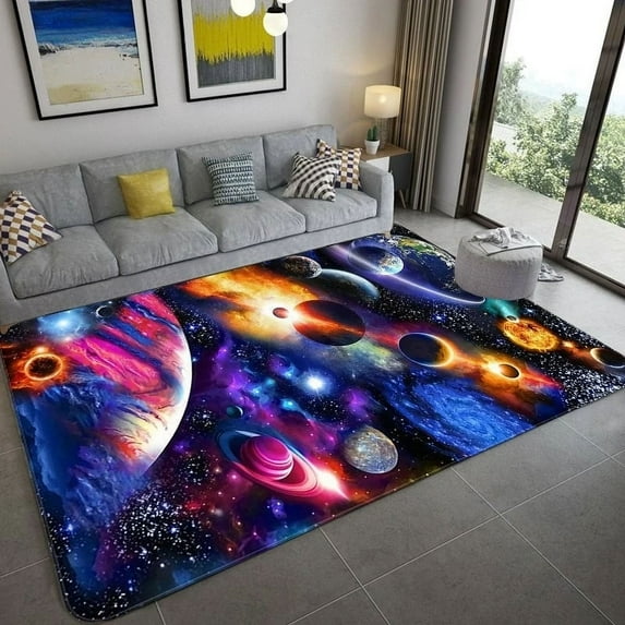 3D Solar System Carpet for Kids Room Space Planet Carpets Children's ...