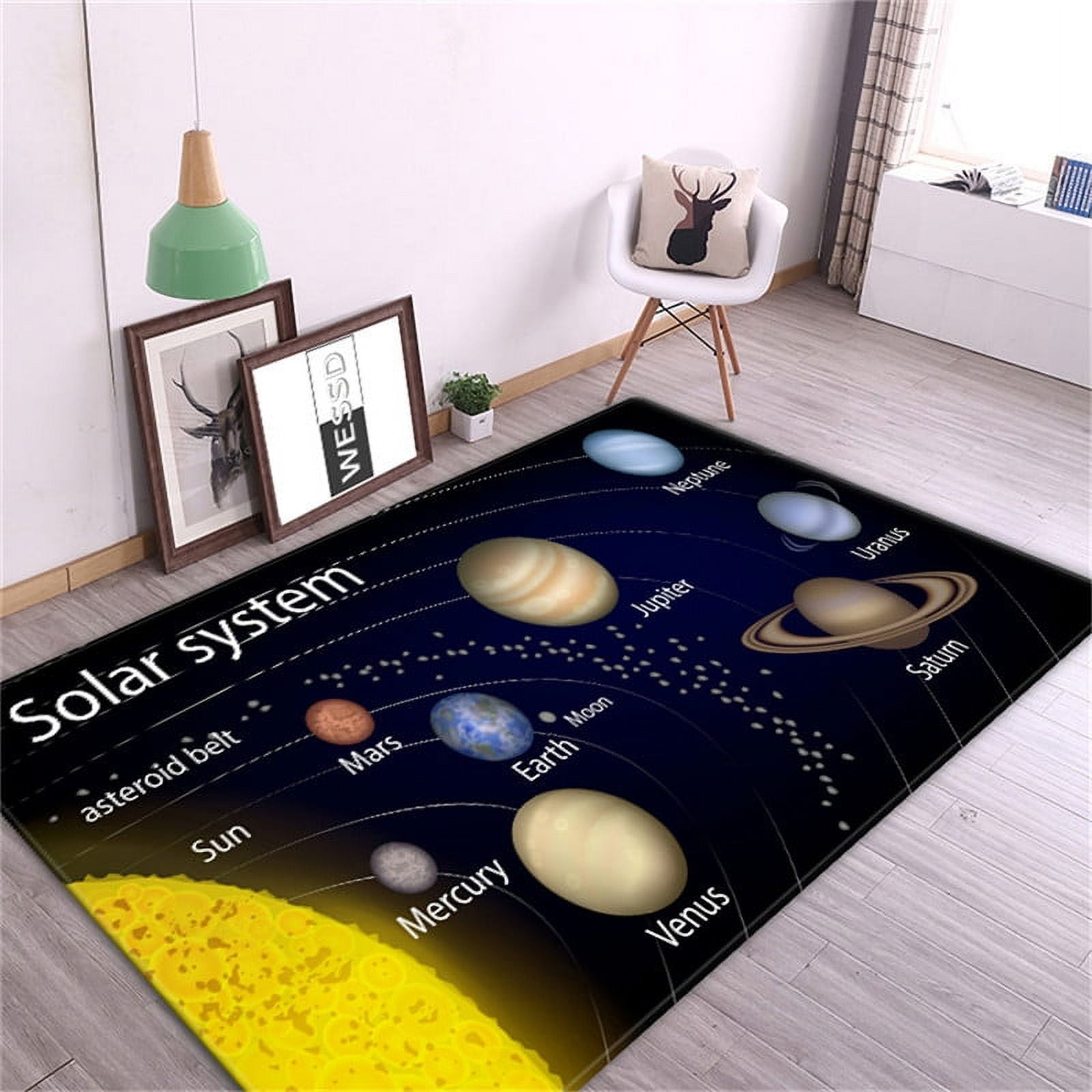 3D Solar System Children Room Carpet Space Planet Rug for Boy Bedroom ...