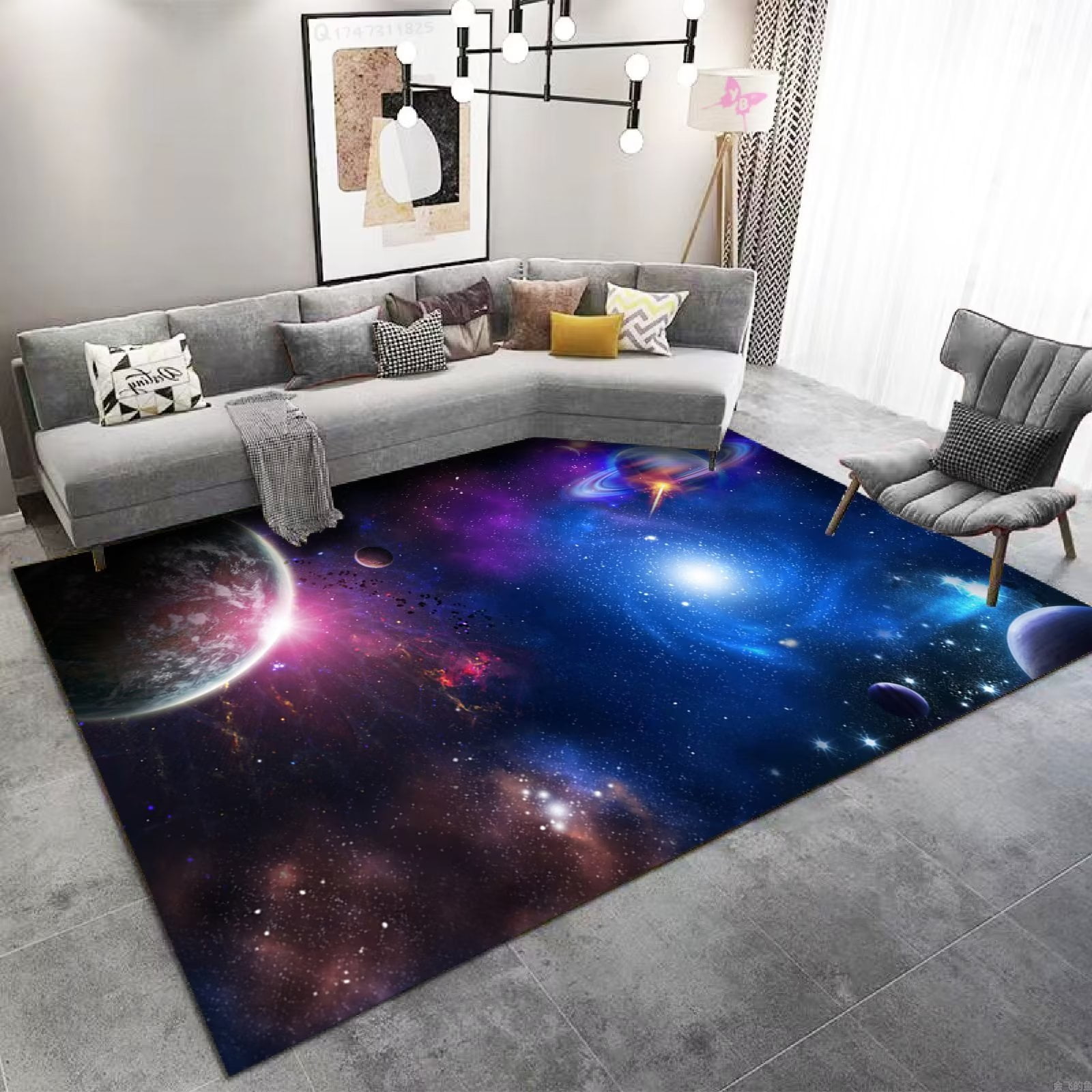 3D Solar System Children's Room Carpet Space Planet Fluffy Children's ...
