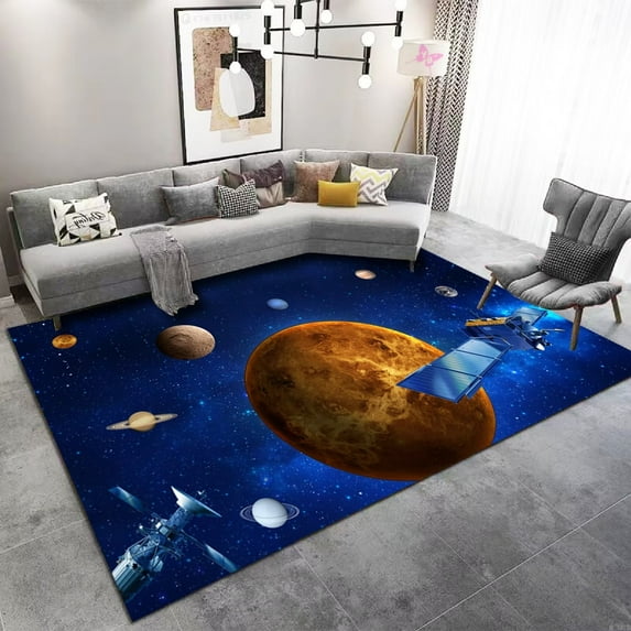 3D Solar System Children's Room Carpet Space Planet Fluffy Children's ...