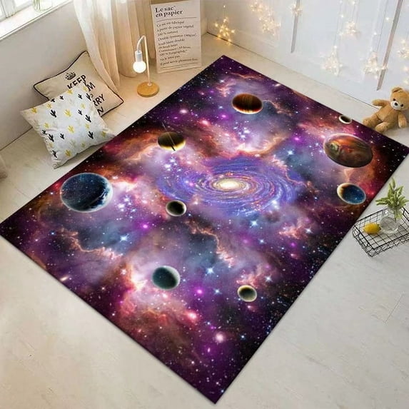 3D Solar System Children's Room Carpet Space Planet Fluffy Children's ...