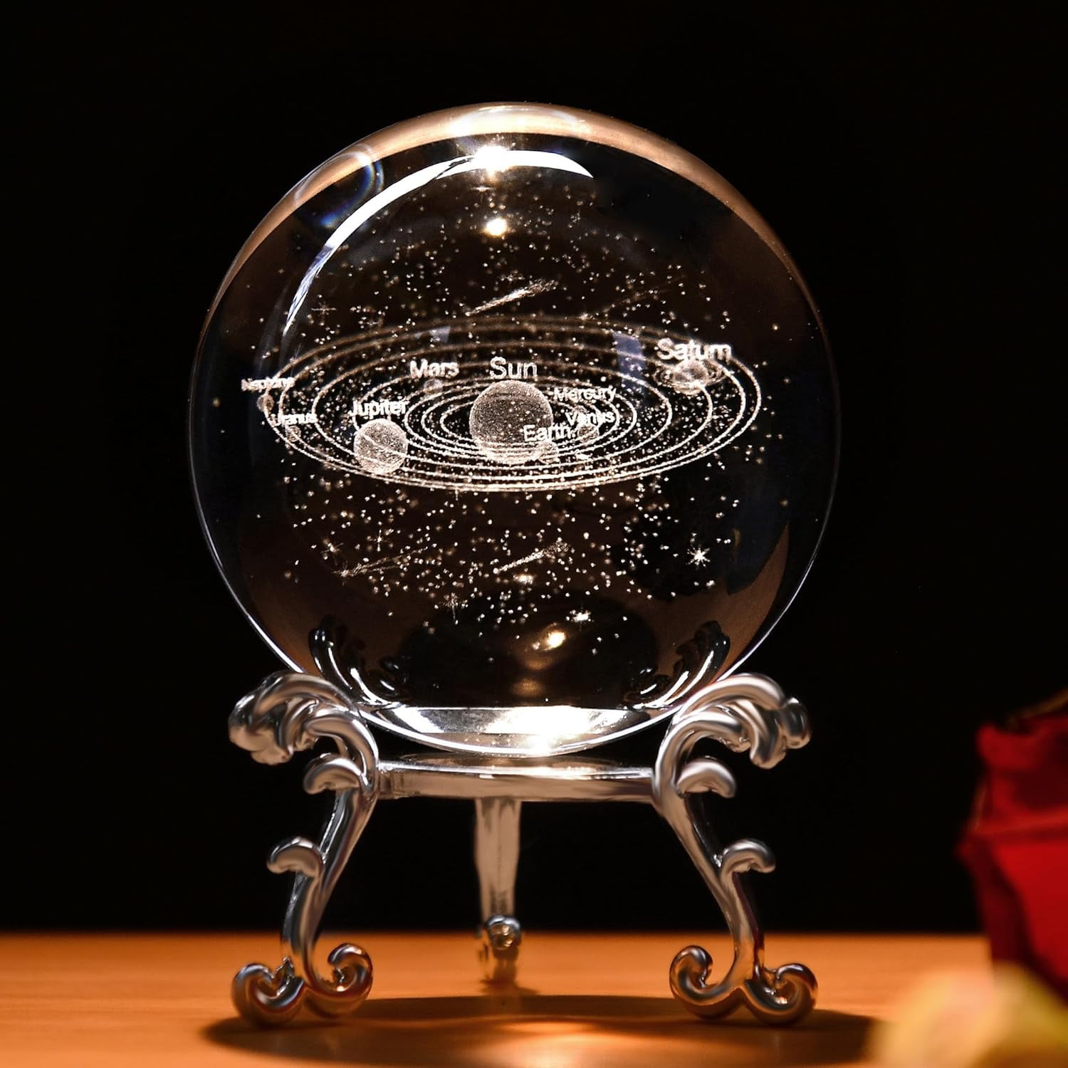 3D Solar System Crystal Ball 60mm Laser Engraved Glass Sphere Home ...