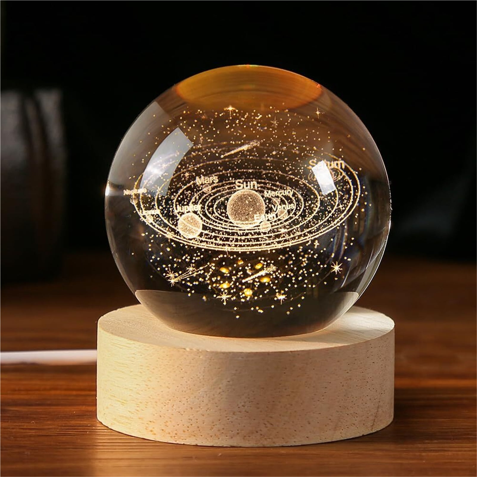 3D Solar System Crystal Ball 80mm Universe Gifts with Laser Engraved ...