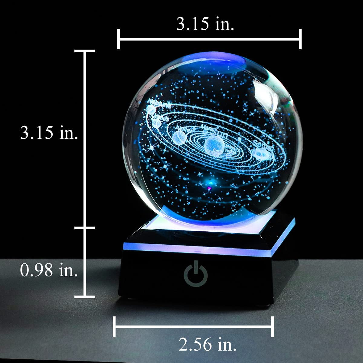 3D Solar System Model Crystal Ball 80mm 3.15inch - Outer Space ...