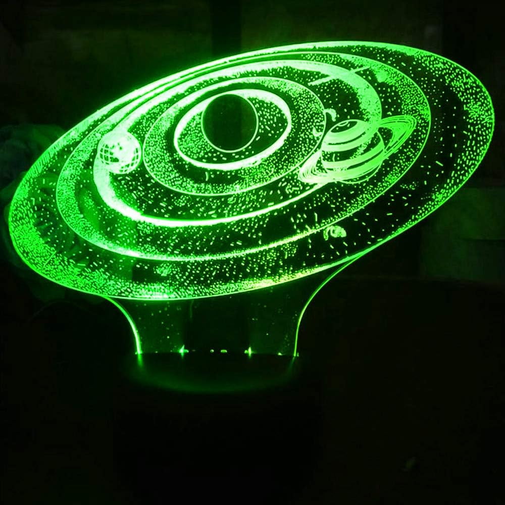 3D Solar System Night Light Table Desk Optical Illusion Lamps 7 Color ...