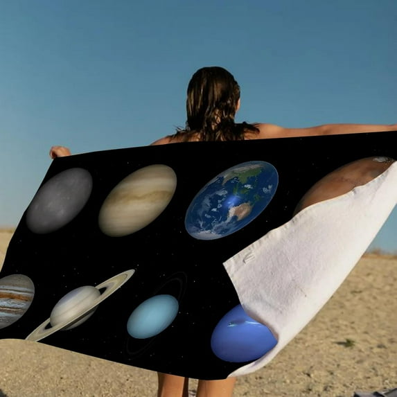 3D Solar System Print Microfiber Blanket Quick Drying Beach Towels ...