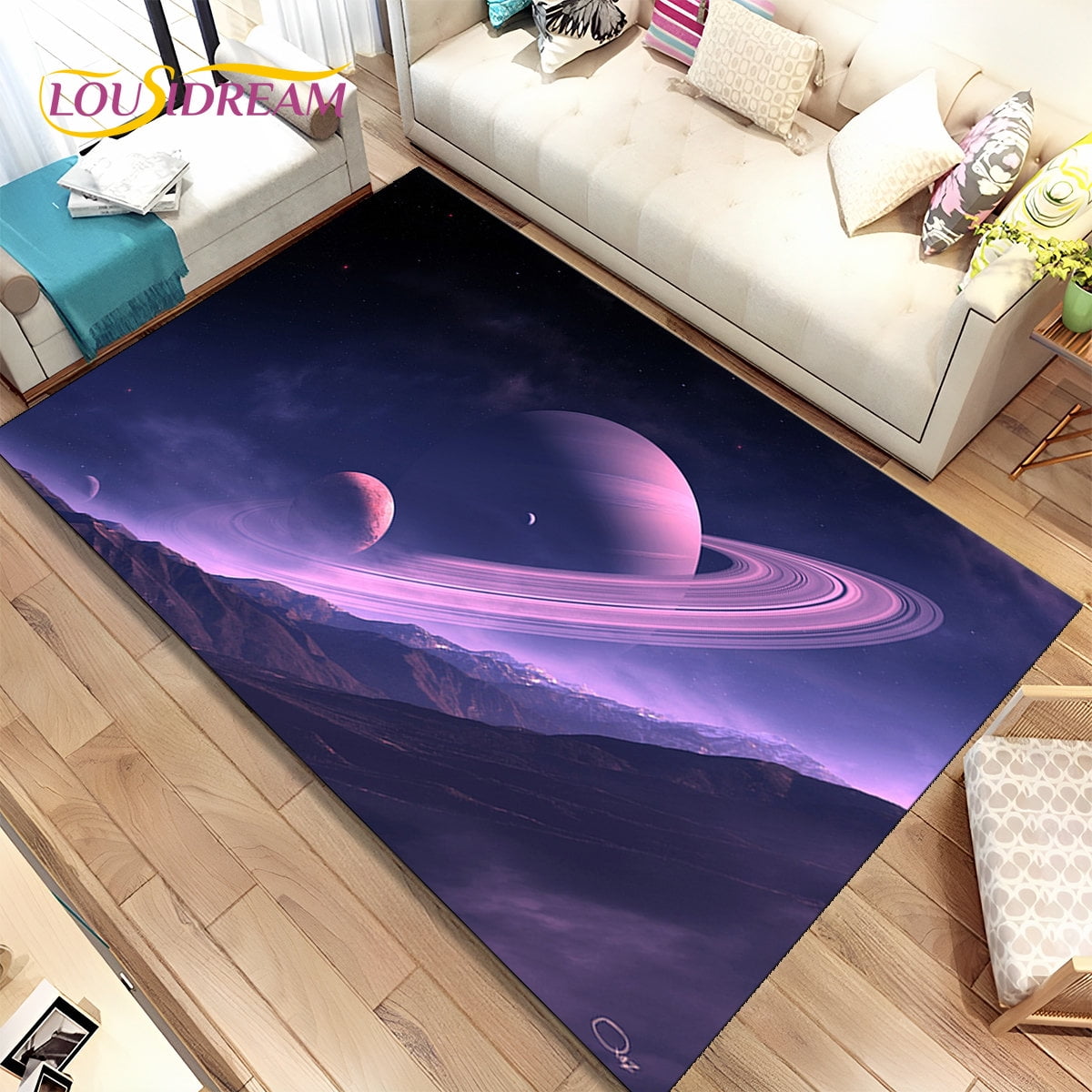 3D Space Fixed Stars Galaxy Earth Area Rug Carpet Rug for Home Living ...