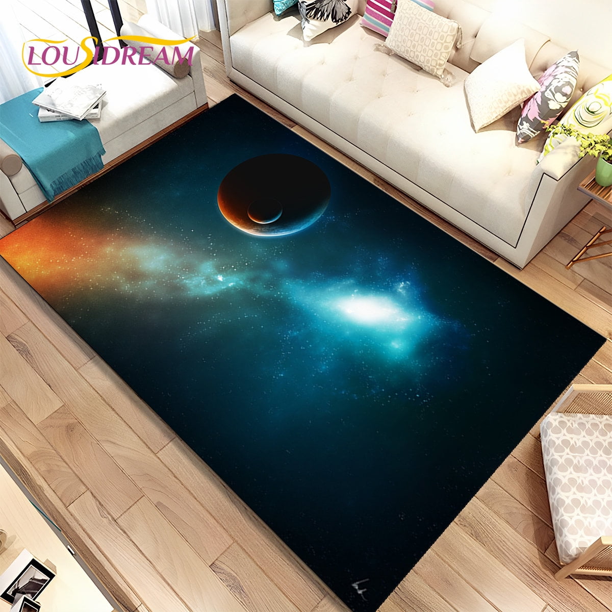 3D Space Fixed Stars Galaxy Earth Area Rug Carpet Rug for Home Living ...