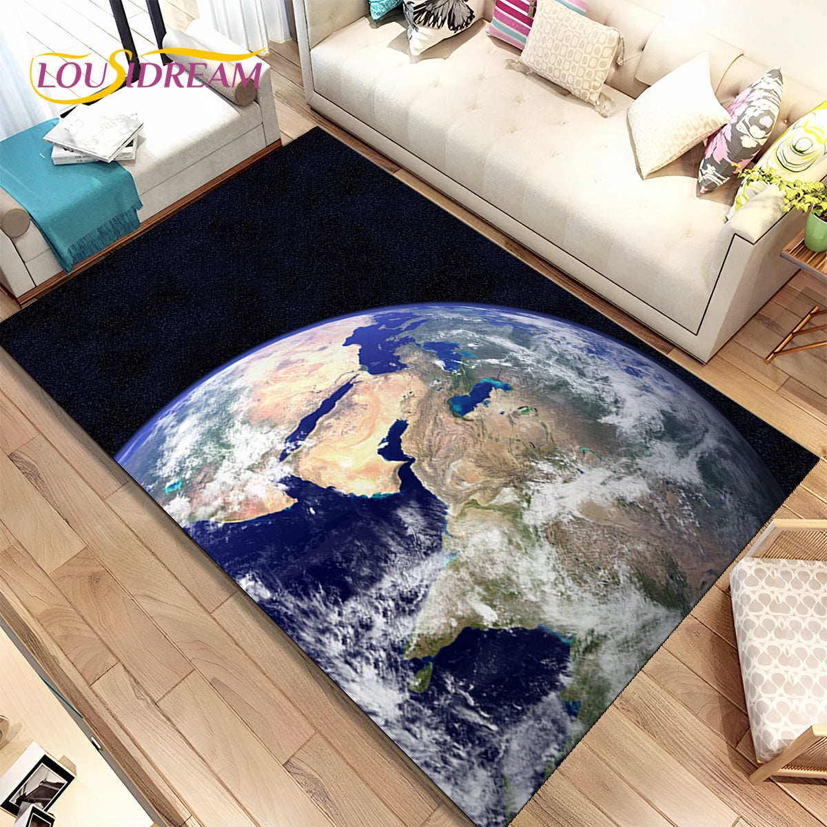 3D Space Fixed Stars Galaxy Earth Area Rug Carpet Rug for Home Living ...